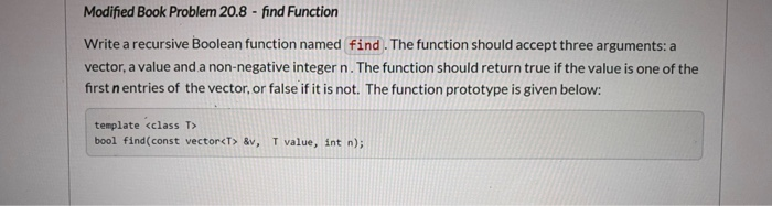 Solved Modified Book Problem 20.8 - find Function Write a | Chegg.com