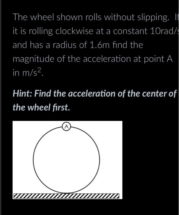 Solved The wheel shown rolls without slipping. it is rolling | Chegg.com