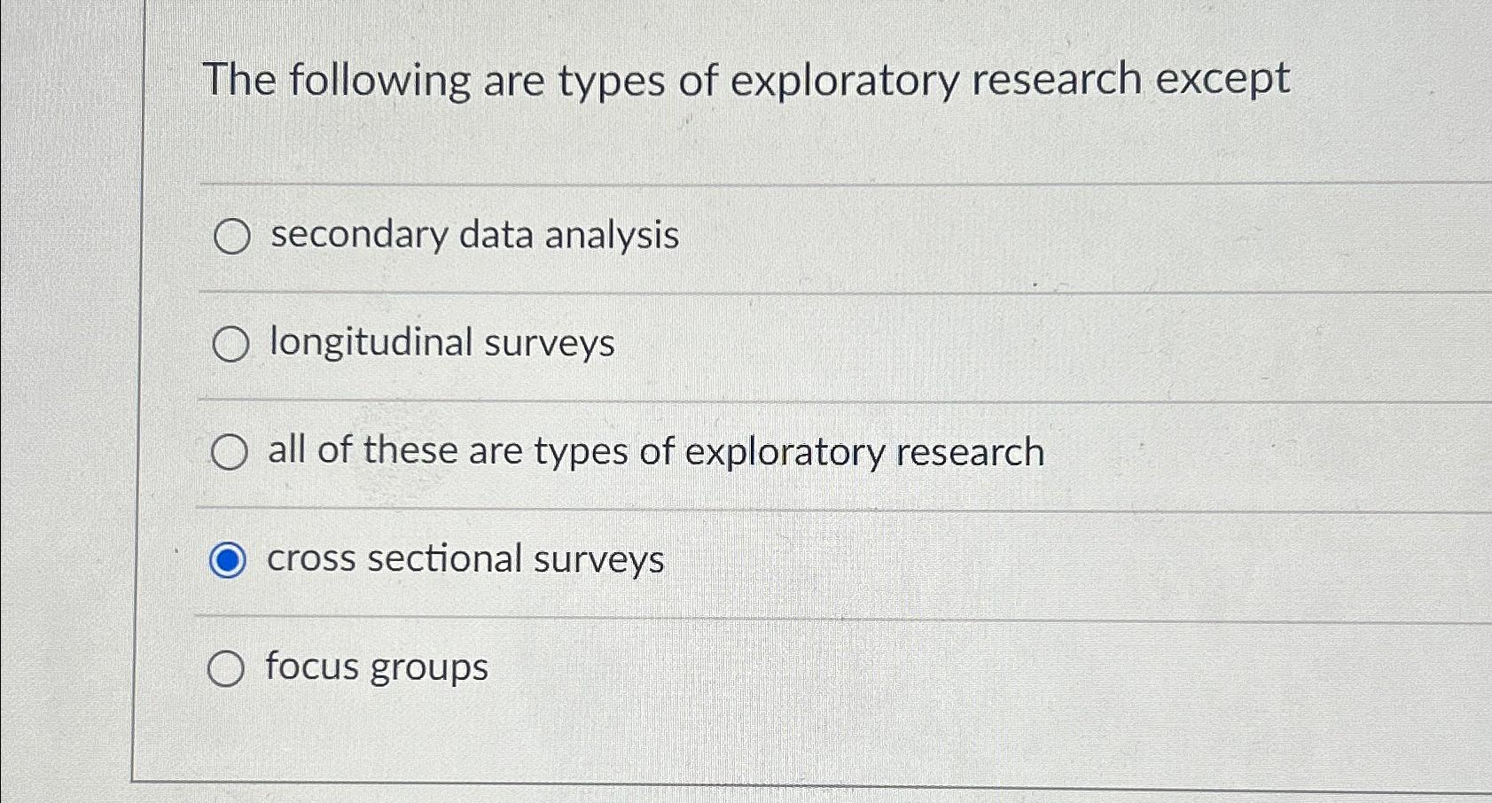 Solved The following are types of exploratory research | Chegg.com