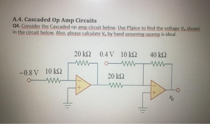 Solved A.4. Cascaded Op Amp Circuits Q4. Consider the | Chegg.com Solved A.4. Cascaded Op Amp Circuits Q4. Consider the | Chegg.com