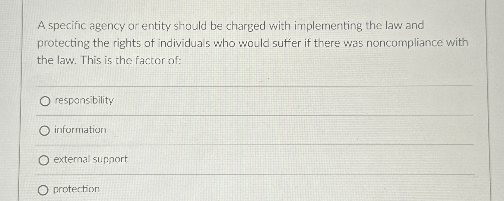 Solved A specific agency or entity should be charged with | Chegg.com