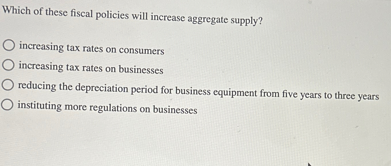 Solved Which of these fiscal policies will increase | Chegg.com