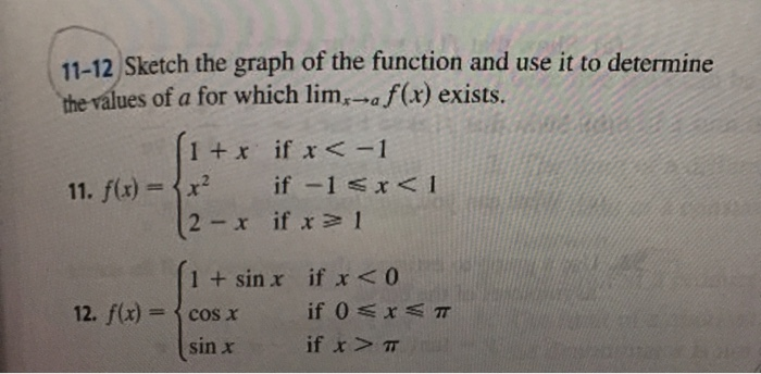 Solved 11-12 Sketch the graph of the function and use it to | Chegg.com