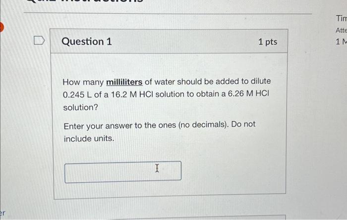 Solved How Many Milliliters Of Water Should Be Added To