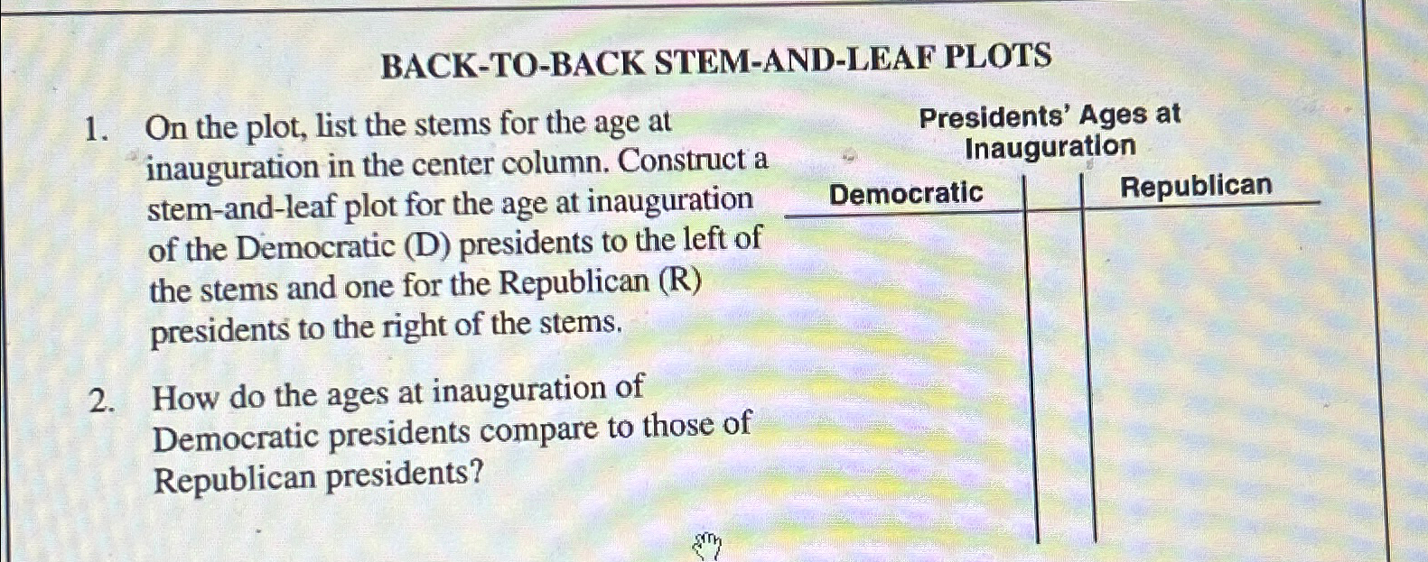BACK-TO-BACK STEM-AND-LEAF PLOTSOn the plot, list the | Chegg.com