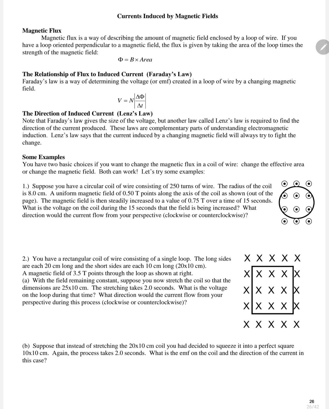 Currents Induced by Magnetic Fields Magnetic Flux | Chegg.com