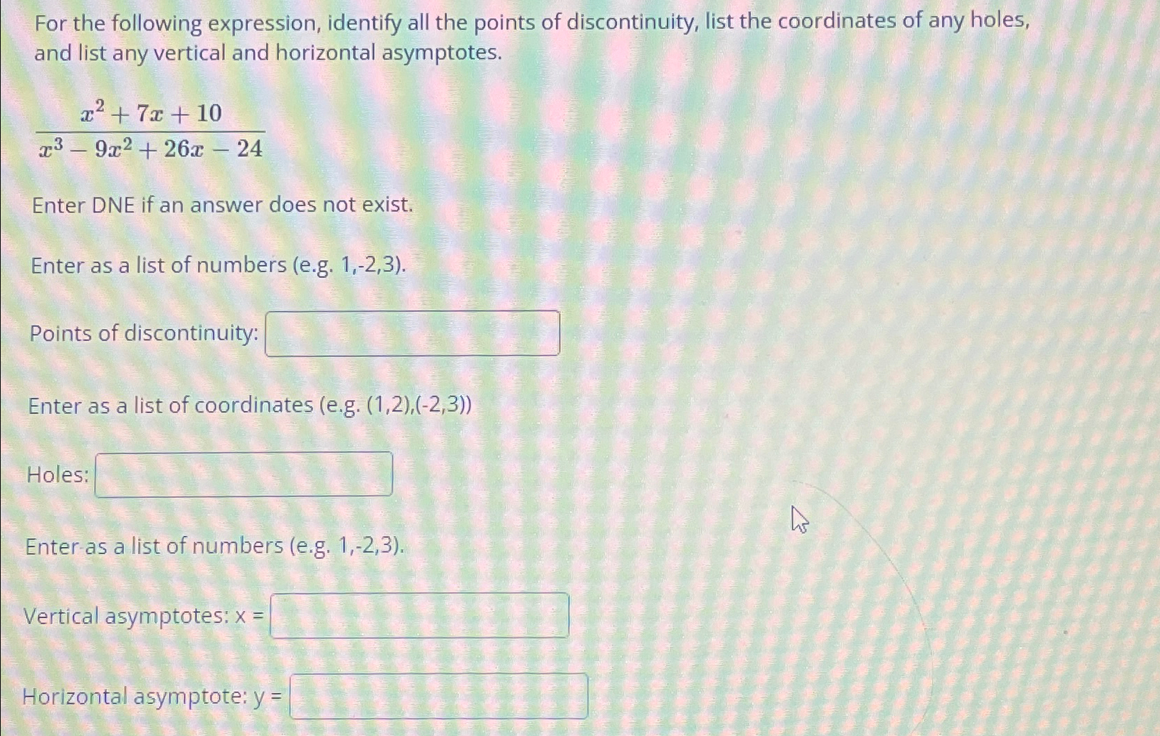 Solved For the following expression, identify all the points | Chegg.com