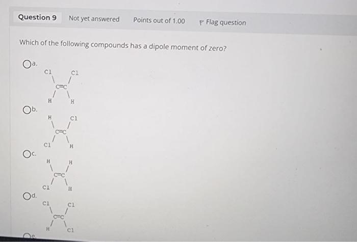 Solved Which of the following compounds has a dipole moment | Chegg.com