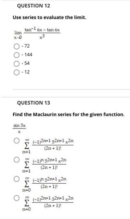 Solved Use series to evaluate the limit. | Chegg.com