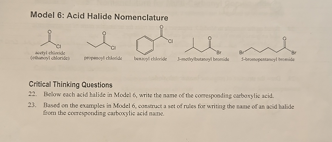 Solved Model 6: Acid Halide Nomenclature acetyl chloride | Chegg.com