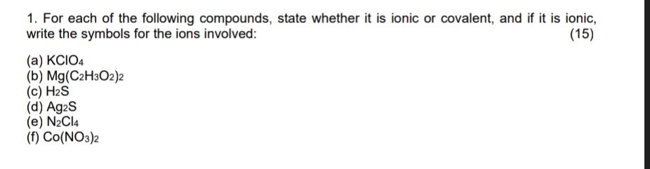 Solved For each of the following compounds, state whether it | Chegg.com