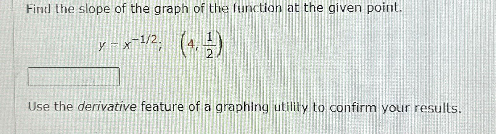 Solved Find the slope of the graph of the function at the | Chegg.com