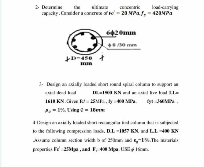 Solved 2. Determine ultimate concentric load-carrying | Chegg.com