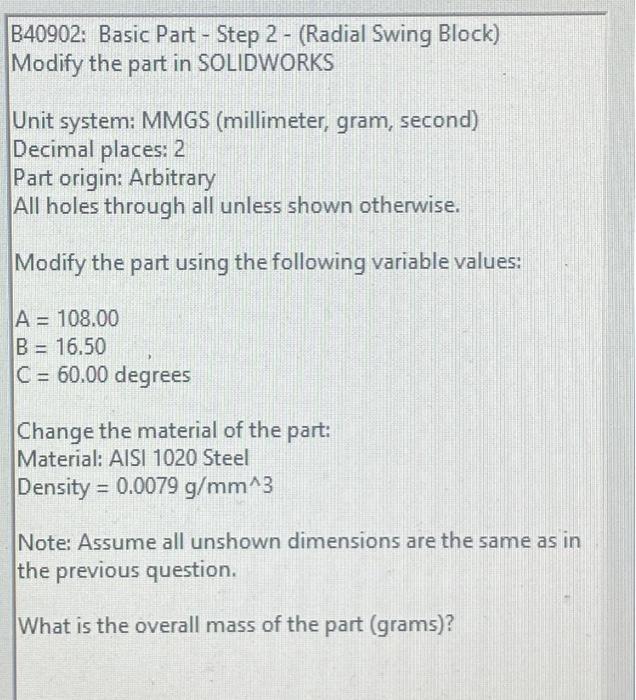 Solved B40902: Basic Part - Step 2 - (Radial Swing Block) | Chegg.com