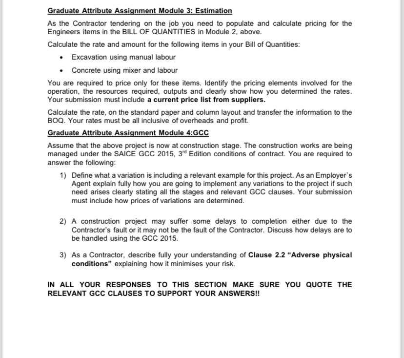 Solved Graduate Attribute Assignment Module 3: EstimationAs | Chegg.com