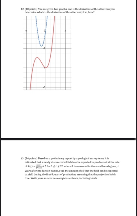 Solved 12. (10 points) You are given two graphs, one is the | Chegg.com