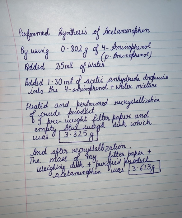 Solved performed synthesis and recrystallization of | Chegg.com