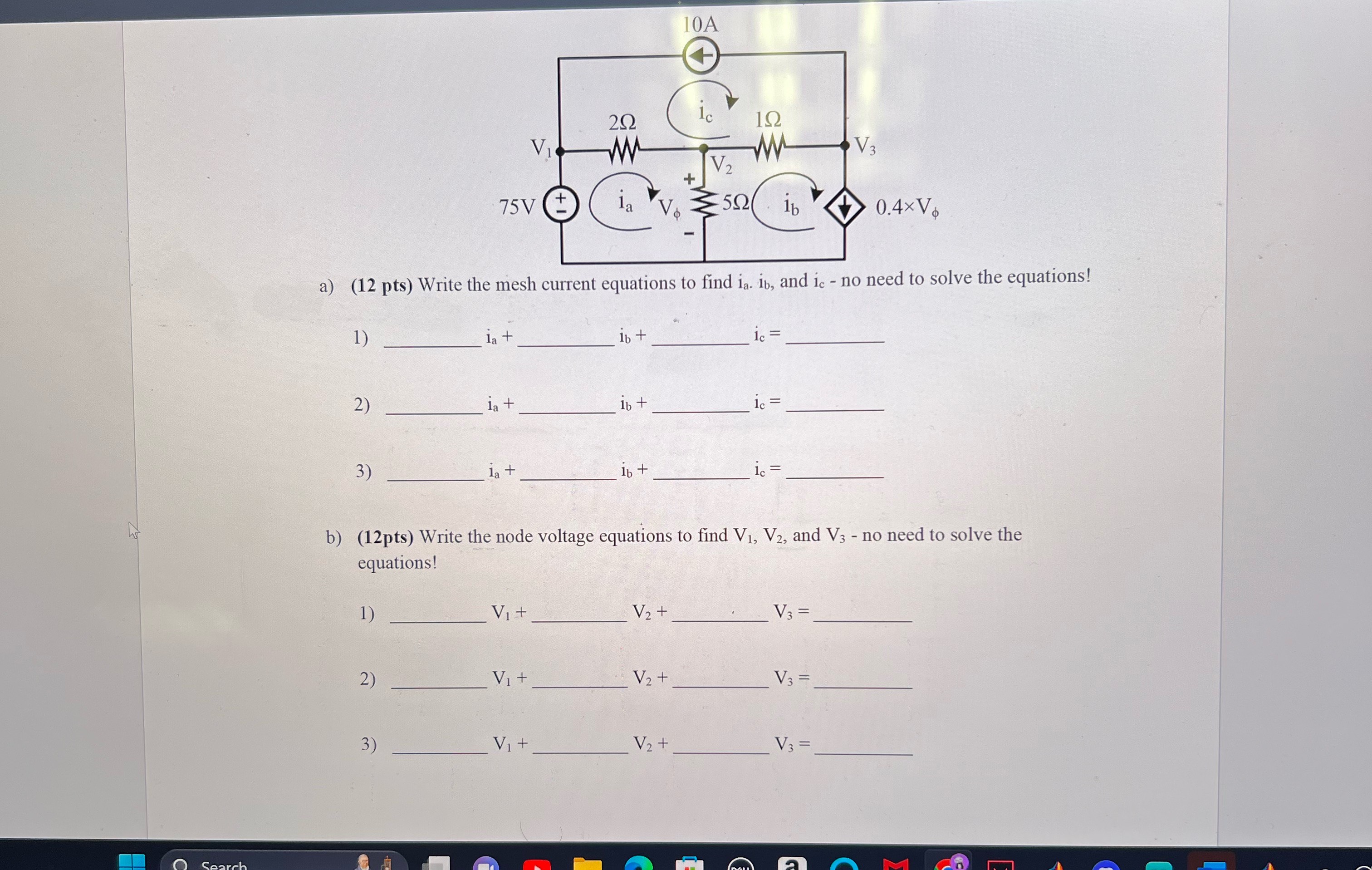 Solved write the mesh current equations to find ia, ﻿ib and | Chegg.com