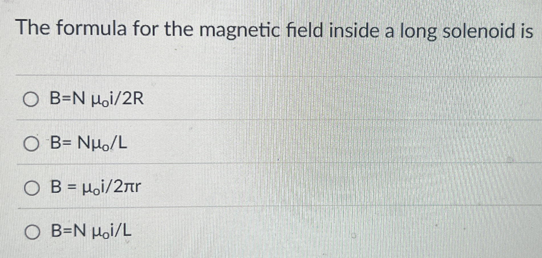 The formula for the magnetic field inside a long | Chegg.com