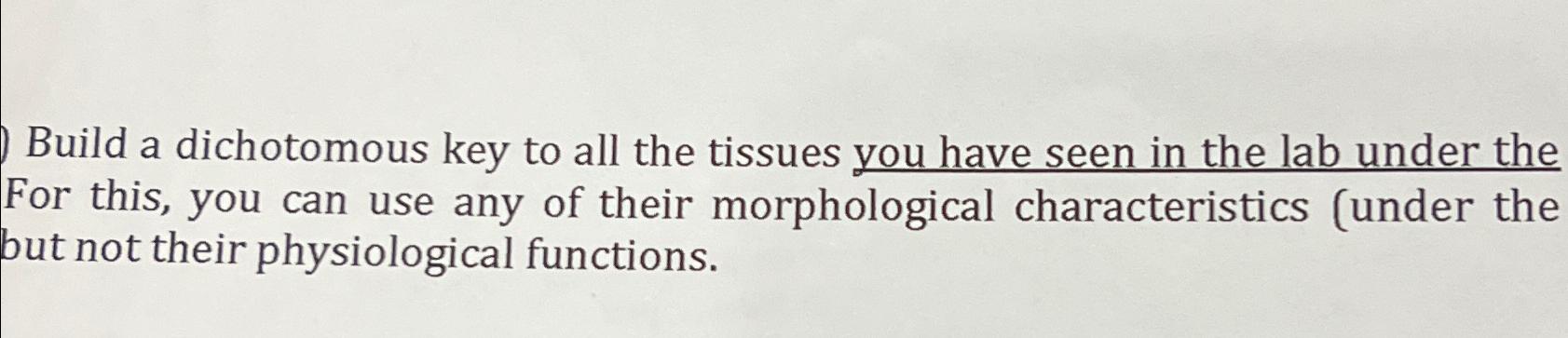 Solved Build a dichotomous key to all the tissues you have | Chegg.com