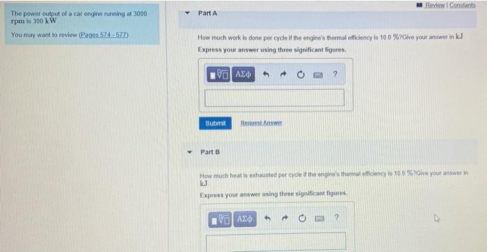 Solved Review Constants Part A The power output of a car | Chegg.com
