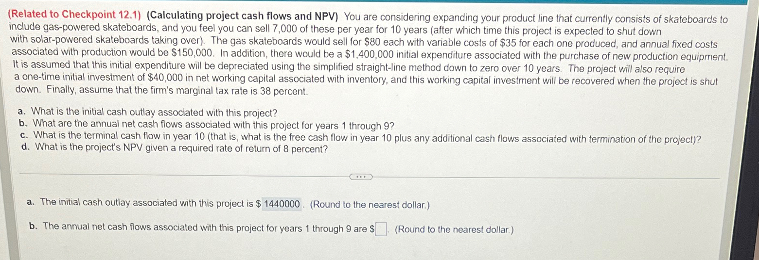Solved (Related to Checkpoint 12.1) (Calculating project | Chegg.com