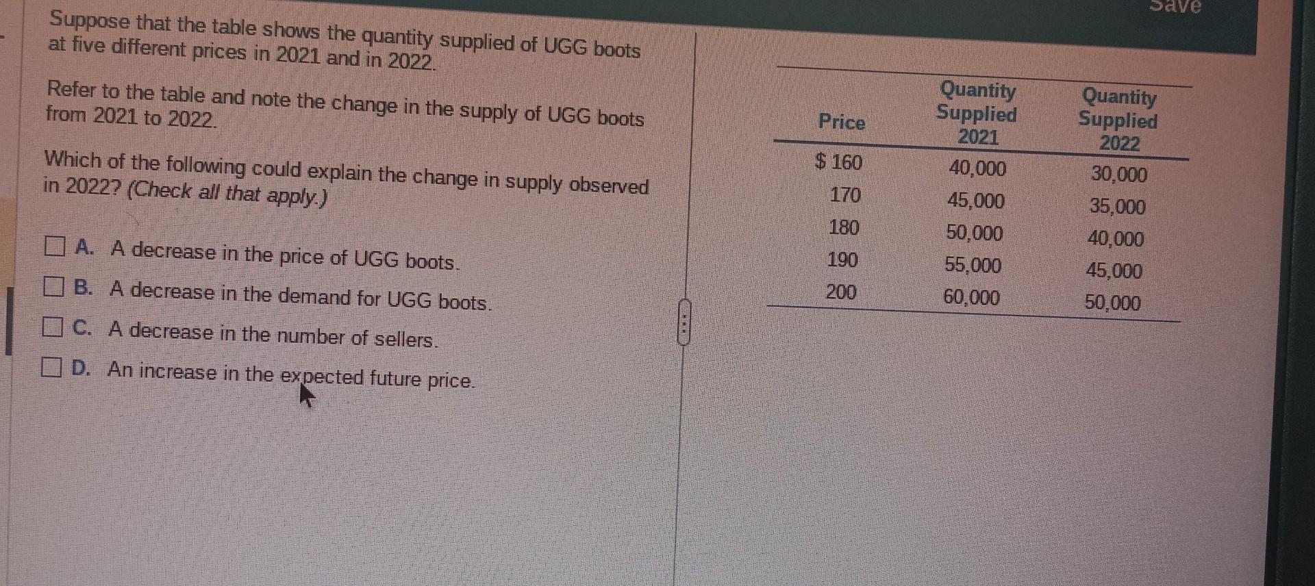 Solved Suppose that the table shows the quantity supplied of | Chegg.com