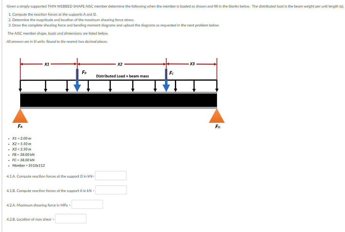 Solved Given a simply supported THIN WEBBED SHAPE AISC | Chegg.com