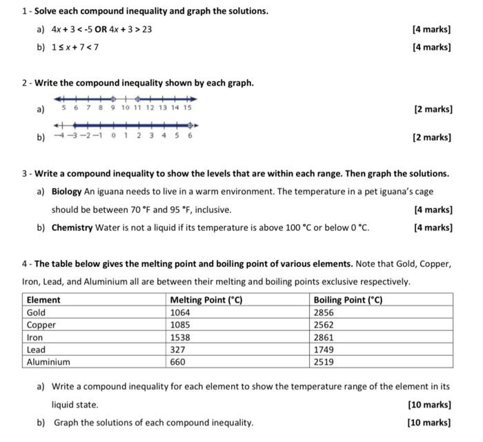 Solved 1 - Solve each compound inequality and graph the | Chegg.com
