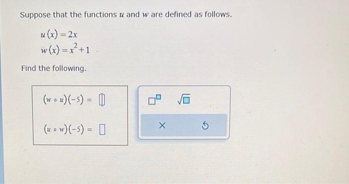 Solved Suppose that the functions u and w are defined as | Chegg.com