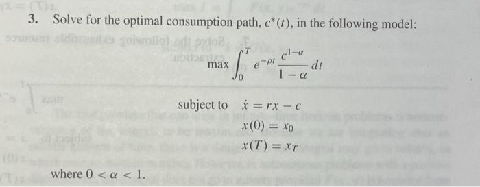 3. Solve for the optimal consumption path, c* (t), in | Chegg.com
