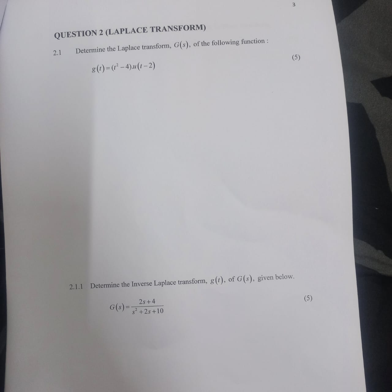 3QUESTION 2 (LAPLACE TRANSFORM)2.1 ﻿Determine the | Chegg.com