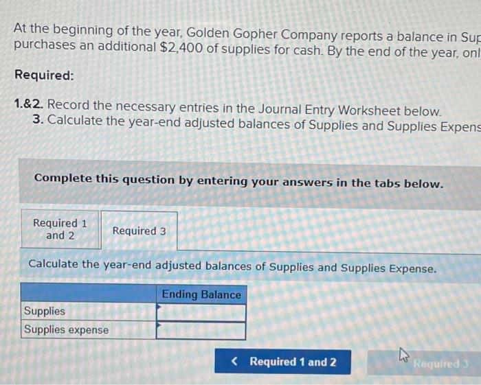 Solved At the beginning of the year, Golden Gopher Company | Chegg.com