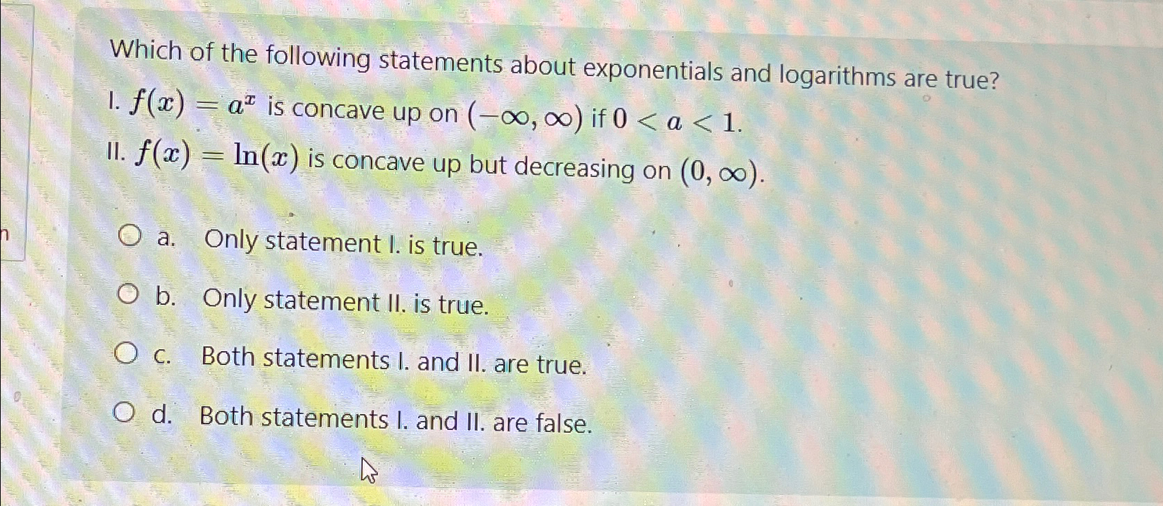 Solved Which of the following statements about exponentials | Chegg.com