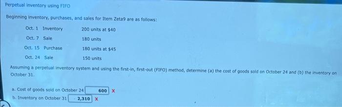 Solved Perpetual inventory using FIFO Beginning inventory, | Chegg.com