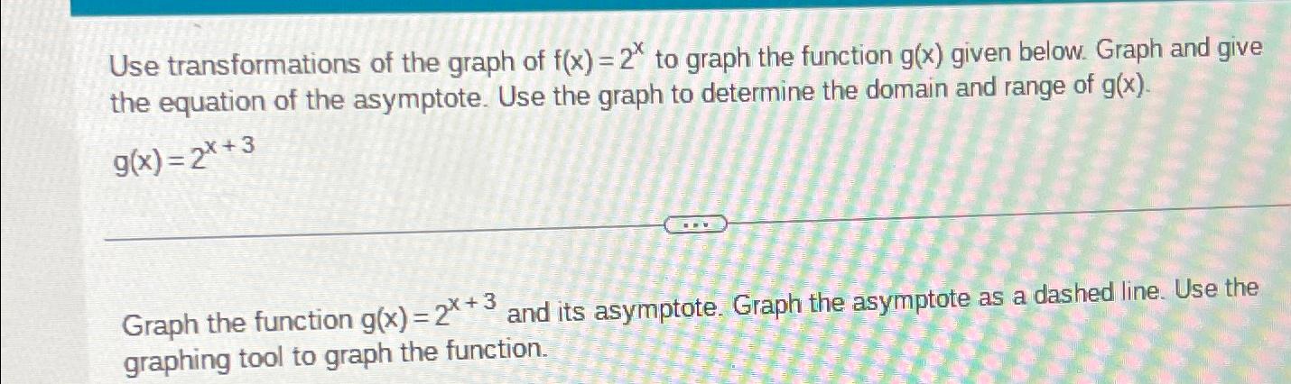 Solved Use transformations of the graph of f(x)=2x ﻿to graph | Chegg.com