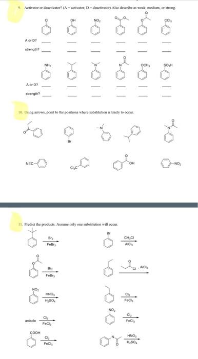 Solved 4. Activatce or deactivator? ( A - activater, D - | Chegg.com