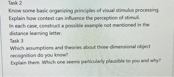 Solved Know some basic organizing principles of visual | Chegg.com