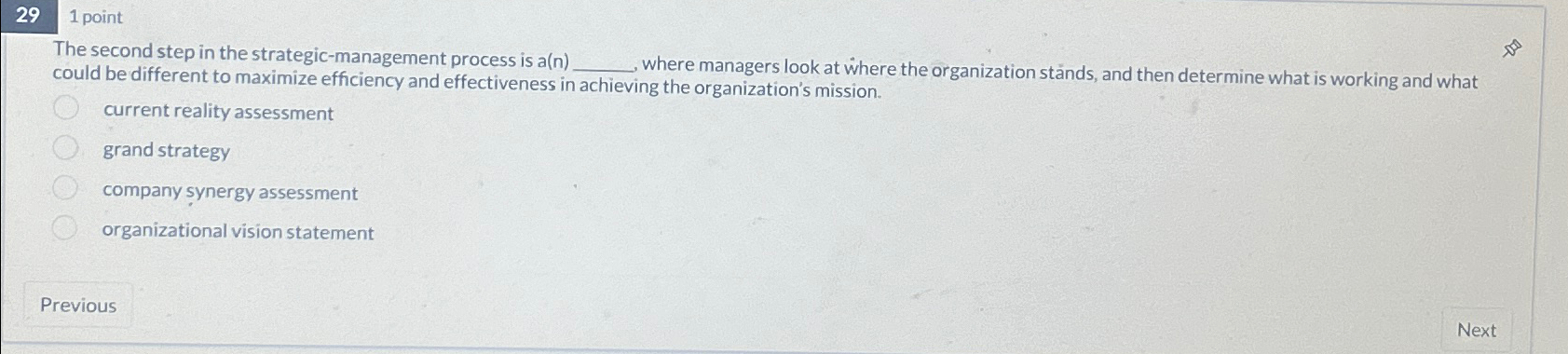 Solved 291 ﻿pointThe second step in the strategic-management | Chegg.com