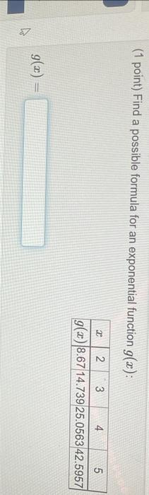 Solved (1 point) Find a possible formula for an exponential | Chegg.com