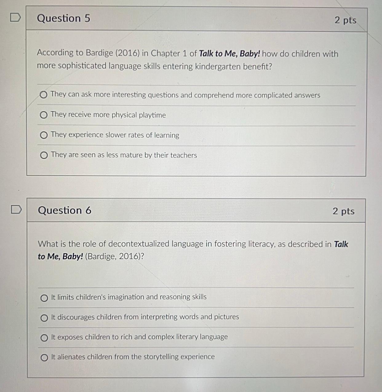 Solved Question 52 ﻿ptsAccording to Bardige (2016) ﻿in | Chegg.com
