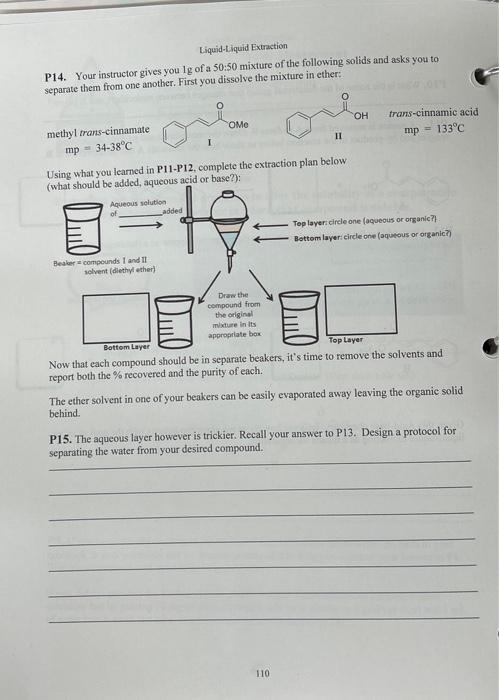 Solved Liquid-Liquid Extraction P14. Your instructor gives | Chegg.com