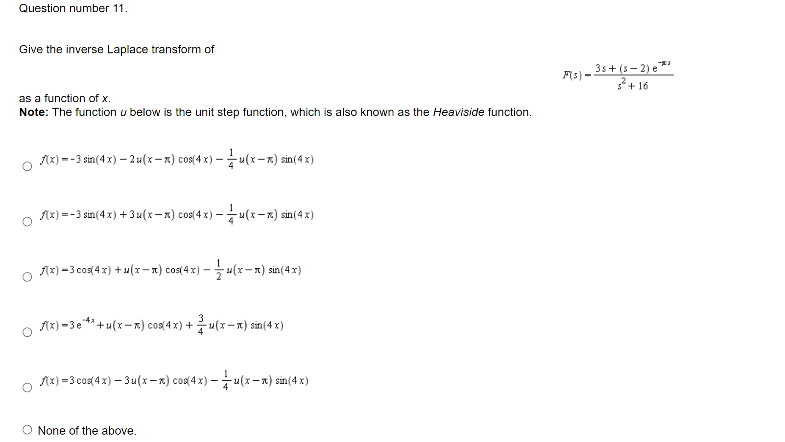 Solved Question number 11.Give the inverse Laplace transform | Chegg.com