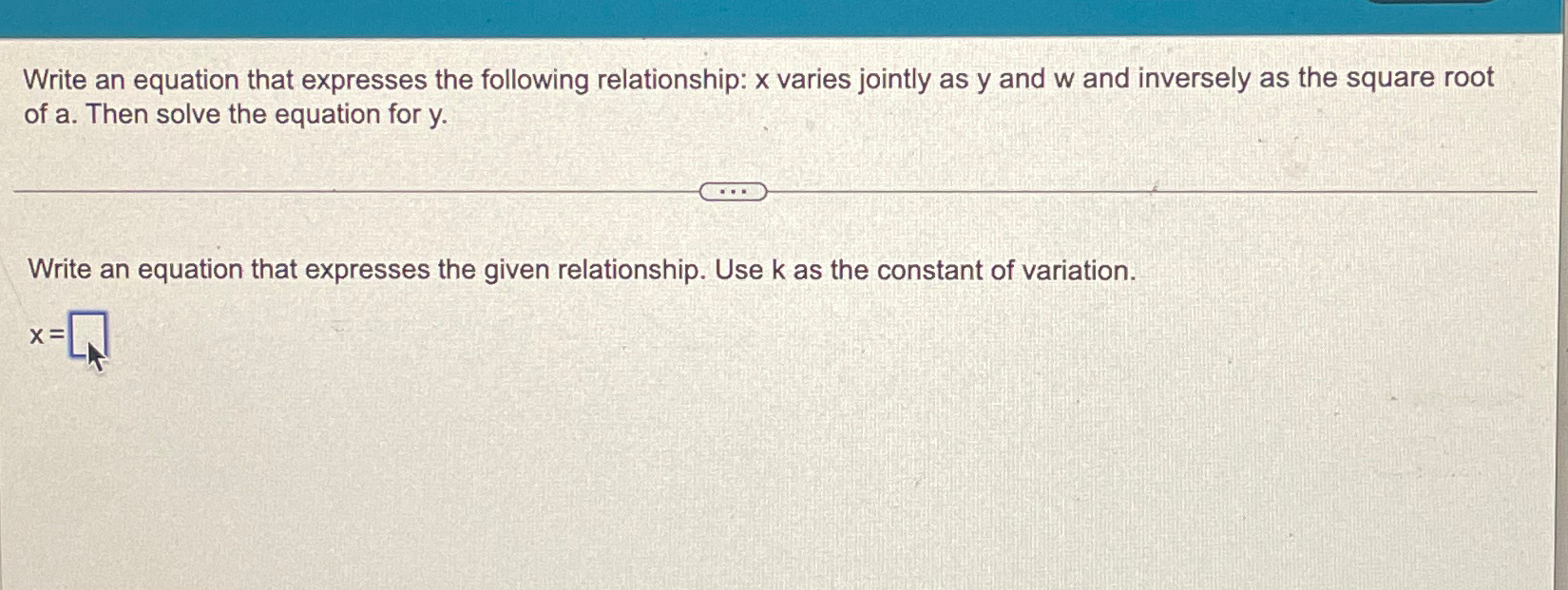 Solved Write an equation that expresses the following | Chegg.com