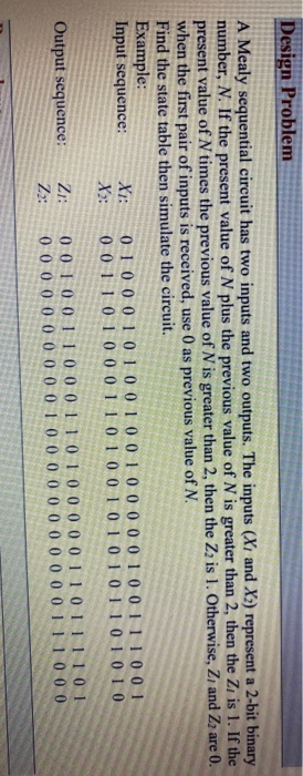 Solved Design Problem A Mealy sequential circuit has two | Chegg.com