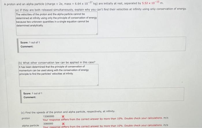 Solved oton and an alpha particle (charge =2e, mass | Chegg.com