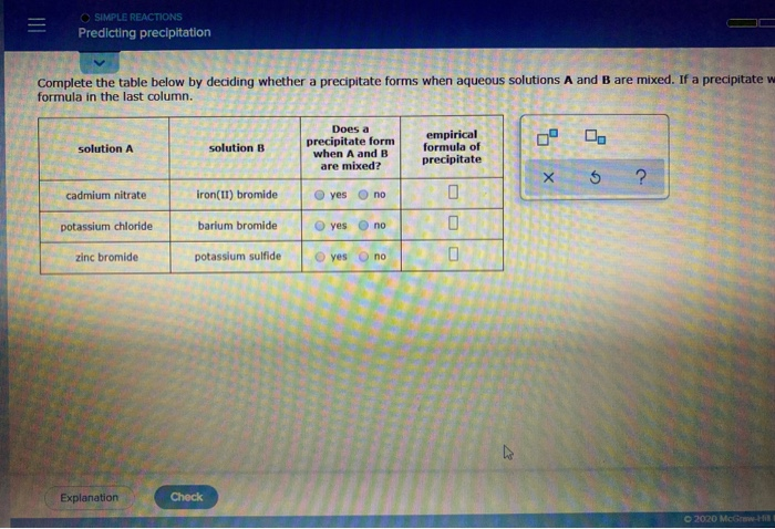Solved SIMPLE REACTIONS Predicting precipitation Complete | Chegg.com