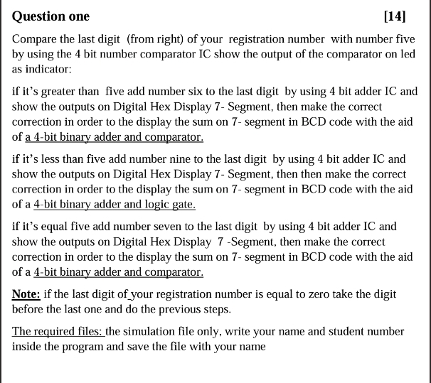 Solved Question oneCompare the last digit (from right) ﻿of | Chegg.com