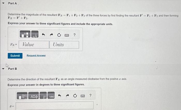 Solved Determine the magnitude of the resultant FR=F1+F2+F3 | Chegg.com