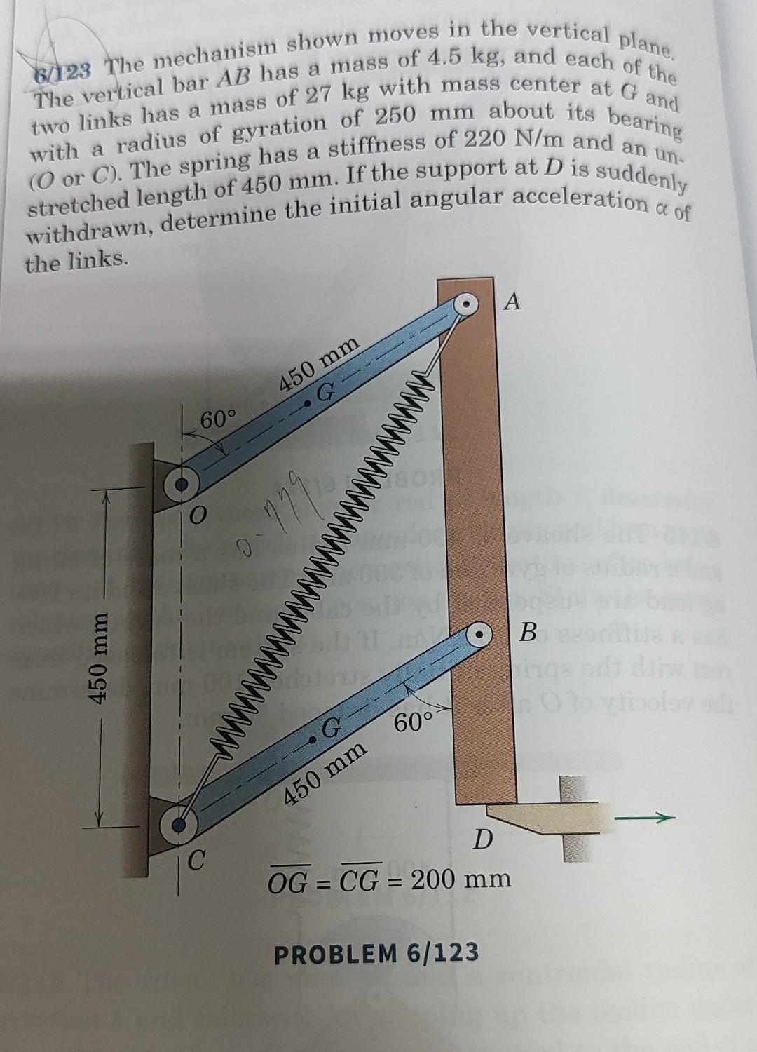 6.123 The mechanism shown moves in the vertical | Chegg.com